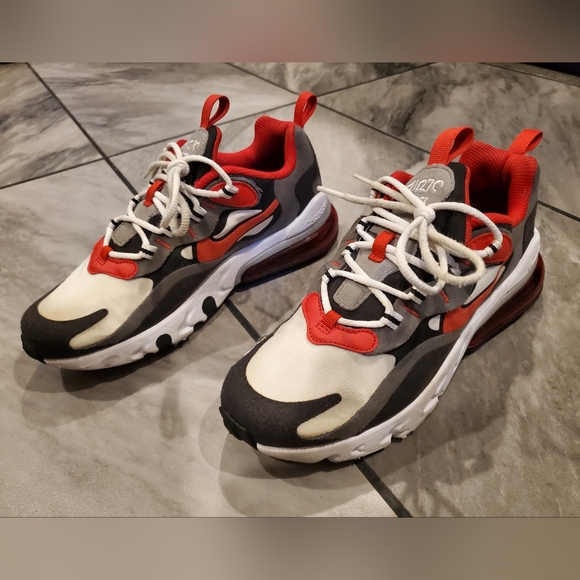 Nike | Shoes | Nike Air Max 27 React Gs Iron Grey Red | Poshmark